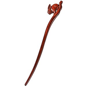 Vintage Hair Stick Rabbit Shaped Hair Chopstick Wood Antique Hair Clip Hanfu Hairpins Retro Head Accessory for Hair Styling Tool Chinese New Year