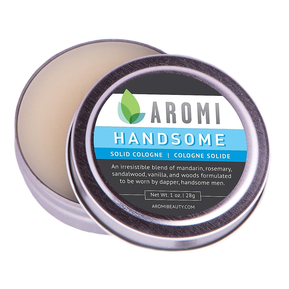 Aromi Solid Cologne | Sweet, Vanilla, Musk Fragrance, Vegan and Cruelty-free Scent, Portable, Travel, Small Gift, Men's Stocking Stuffer, Alcohol-free (Handsome)