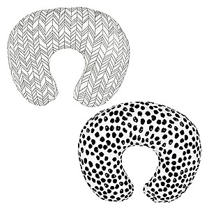 Nursing Pillow Covers for Baby Girl, 2 Pack Nursing Pillow Slipcovers for Breastfeeding Moms, Soft and Stretchy Safely Breastfeeding Pillow Cover for Infant(Black)