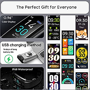 ENGERWALL Fitness Tracker with Heart Rate & Temperature Monitor, Waterproof Activity Tracker with Pedometer & Sleep Monitor, Calories, 16 Sport Modes, Smart Watch Pedometer Watch for Men Women Kids