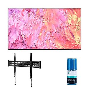 SAMSUNG QN50Q60CAFXZA 50 Inch QLED 4K Quantum HDR Dual LED Smart TV with a FIXED-MOUNT-43-90 TV Mount for 43 Inch-90 Inch Compatible TV's and HDTV Screen Cleaner Kit (2023)