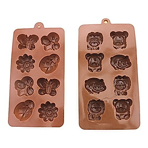Non-stick Candy Jelly Molds, Chocolate Molds, Soap Molds, Silicone Baking Molds - Forest Cute Theme Happy Bear, Lion, Hippo - More Fun, Toy Kids Set, Set of 2 (Animal)