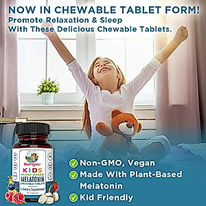 MaryRuth Organics Melatonin | 2 Month Supply | Kids Melatonin Chewable Tablets Ages 4+ | St Johns Wart | Valerian Root | Lemon Balm | Vegan | Non-GMO | Gluten Free | 60 Servings