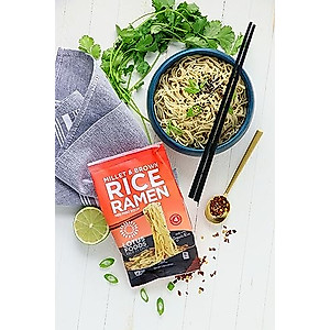 Lotus Foods Bulk Food Organic Millet & Brown Rice Ramen Noodles with Red Miso Soup, Gluten-Free Easy to Cook & Healthy Japanese Noodles with Instant Gourmet Broth, 2.8 Oz (Pack of 10)