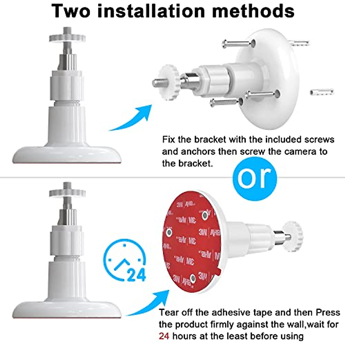 3 Pack Adhesive Wall Mount Compatible with Stick Up Cam/Indoor Cam/Battery Cam,Ceiling Mounting Kit for Plug-in HD Security Camera Mount 2 Ways Installation VHB Stick On or Screws