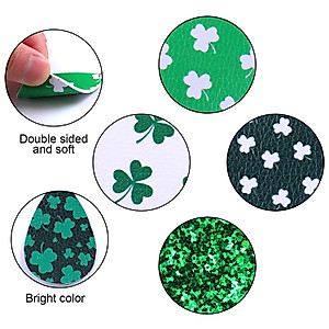 URATOT 9 Pairs Leather Earrings Faux Leather Earrings Clover Teardrop Dangle Earrings