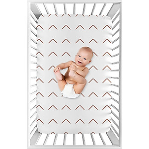 Sweet Jojo Designs Orange Arrow Boy Girl Fitted Mini Crib Sheet Baby Nursery Portable Crib Pack Play - Rust White Chevron Geometric Herringbone Mod Dino Modern Dinosaur Boho Dinosaurs Gender Neutral