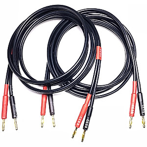 CESS-037-3f Banana Plug Male to Male Speaker Cable 12 Gauge 680 Strand Count Silicone Soft Wire, 2 Cables (3 FEET)