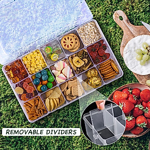 XUZC Snackle Box Container, Adjustable Divided Snack Box Serving Tray with Lid, Reusable 15 Compartments Snack Tray, Charcuterie Travel Snack Boxes for Kids, School, Picnic,Road Trip