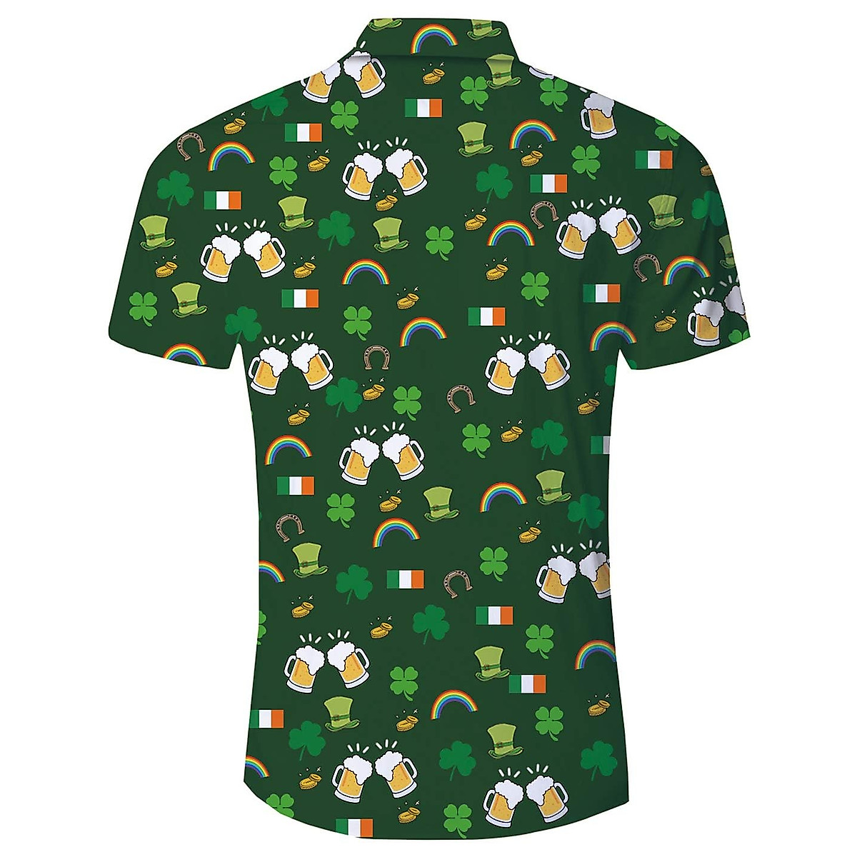 uideazone Hawaiian Shirt for St.Patrick's Day Men Button Down Green Shirt Short Sleeve Tropcial Shirts