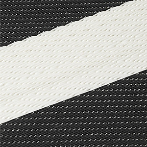 FH Home Outdoor Rug - Waterproof, Fade Resistant, Reversible - Premium Recycled Plastic - Striped - Porch, Deck, Balcony, Mudroom, Laundry Room, Patio - Brittany - Black & White Crease Free - 3 x 5 ft
