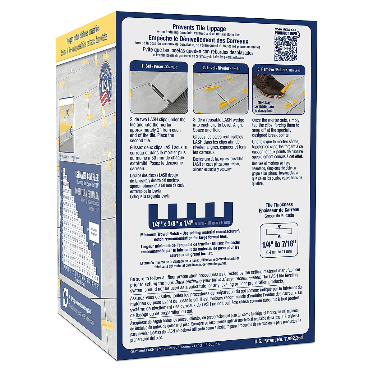QEP LASH Tile Leveling System, Part A, Clips for 1/16" Grout (300 Pack), White
