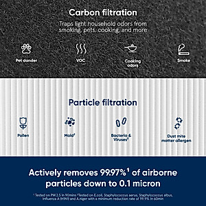 BLUEAIR DustMagnet 5400 Series ComboFilter, Genuine Replacement Filter for DustMagnet 5440i, 5410i Home Air Purifiers for Dust, Virus, Bacteria, Smoke and Allergies, White