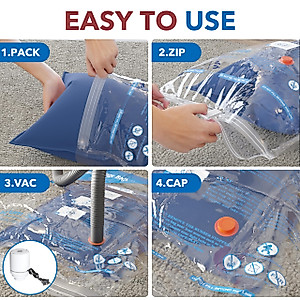 16 Pack Vacuum Storage Bags with Electric Air Pump，4 Jumbo,4 Large,4 Midium,4 Small Bags Space Saver Sealer Bags, Airtight Compression Bags for Clothes, Pillows, Comforters, Blankets, Bedding