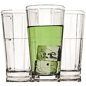 Circleware Boardwalk Highball Tumbler Drinking Glasses, Set of 4, Kitchen Entertainment Heavy Ice Tea Beverage Cups Glassware for Water, Beer, Juice, Bar Liquor Farmhouse Decor, 15.75 oz, Clear