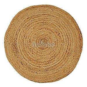 iinfinize Natural Jute Round Door Mat Home Décor Foot Mat Welcome Mat 24 Inch Jute Door Mat Living Room Foot Mat Hand Woven Jute Mat Hand Knotted Door Mat