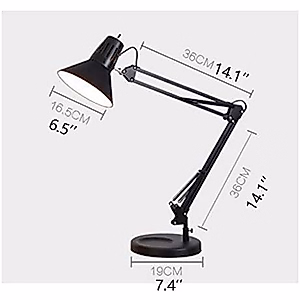 KNOXC Bedside Lamp, Metal Desk Lamp Swing Arm Desk Lamp Adjustable Goose Neck Architect Study Table Lamp Eye-Careading Lamp for Home Office Easy to Assemble/Red1