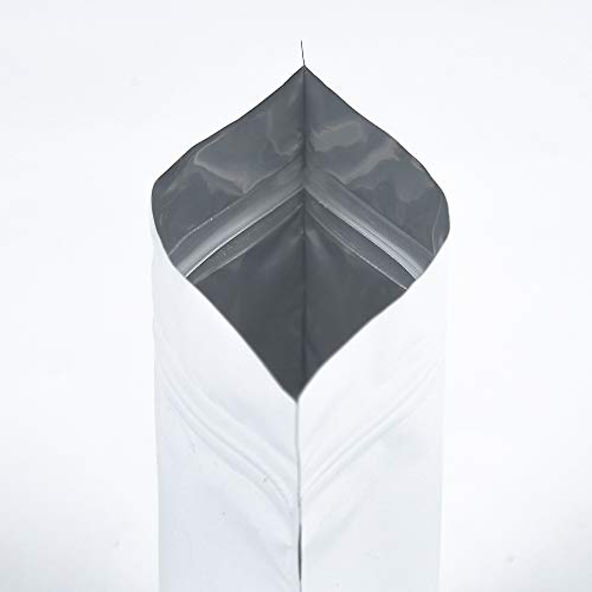 QQ Studio Pack of 100 Matte/Glossy Color Stand-Up Mylar Foil Resealable Zipper Pouches (4.7" x 7.1", Matte White)