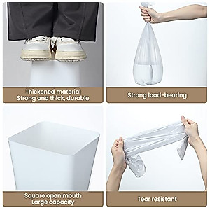 Eccliy 6 Pack Plastic Trash Can with 3 Rolls of Trash Bags Small Wastebasket Trash Can Garbage Container Bin, Trash Bin for Bathroom, Bedroom, Home Office, Living Room, Kitchen (Gray, White, Medium)