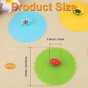 KINBOM 8pcs Silicone Cup Lids Mug Cover, Colorful Anti-Dust Silicone Mug Cover Cute Reusable Silicone Lids for Cups Mugs Beer Glasses Outdoors & Indoors (8 Styles)