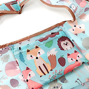 allydrew Large & Small Foldable Tote Nylon Reusable Grocery Bags, Set of 2, Wilderness Animals