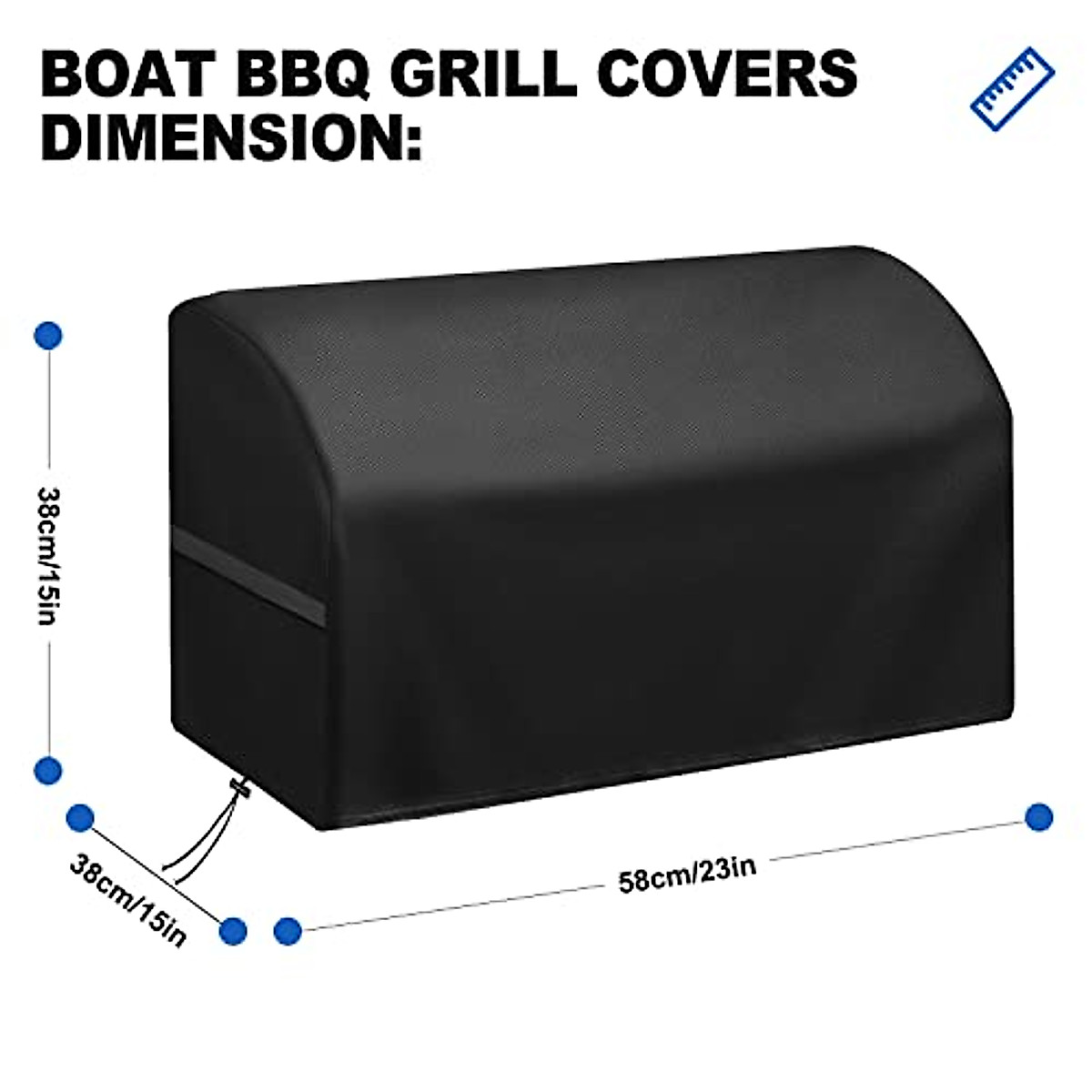 Boat BBQ Grill Cover Waterproof 23x15x15in, for Magma ChefsMate Gas Grill, Magma Cabo Grill, Magma Newport 2 Infra Red Grill, Magma Catalina 2 Infra Red Grill, Heavy Duty Windproof Anti-UV