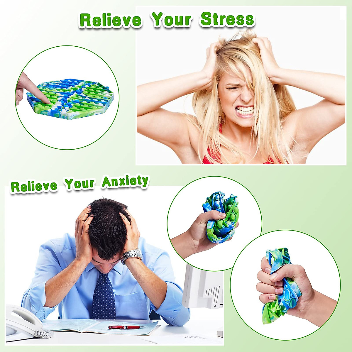 Easter Pop Fidget Toy-Big Large Size Pop Push Bubble Popping Sensory Toys 100 Bubbles Tie Dye Giant Toys Huge Popper Fidget Stress Reliever for Kids Boys Girls Adults Easter Stuffers Gift 2 Pack