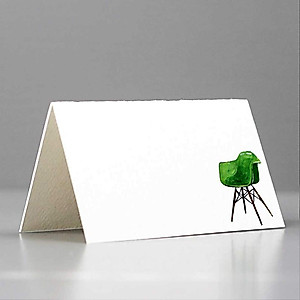 Place Cards with Mid Century Modern Iconic Design Chairs for Dinner Parties, House Warming and Special Events. Table Tent Style, Scored for easy folding. Available in Pkgs of 12 / 24 / 36 (12)