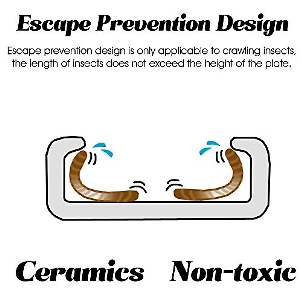 TIHOOD 2PCS 3.8” Reptile Food Water Bowl Worm Dish Lizard Gecko Ceramic Pet Bowls, Mealworms Bowl for Bearded Dragon Chameleon Hermit Crab Dubia Rock Reptile Cricket Anti-Escape Mini Reptile Feeder