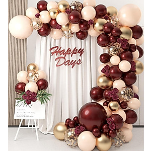 Party Balloons Burgundy Balloon Garland Arch Kit for Women Blush Balloons Gold Confetti Metallic Gold Latex Balloons for Valentines Day Wedding Bachelorette Birthday Bridal Baby Shower Decoration