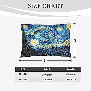 Yekiua Starry Night Pillow Cases Van Gogh Oil Panting Art Classic Creative Star Cloud Universe Pillow Sham Throw Pillow Covers One Side Printing 20X36 Inches King Size