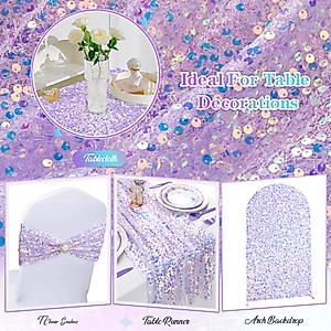 Sequin Fabric by The Yard: 6 Feet 2 Yard - Iridescent Glitter Mesh Embroidery Sparkly Fabric for Sewing Custom Clothe Dress Mermaid Table Decor Wedding DIY Crafts Decorations (Purple)