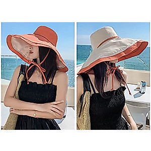 HUAMULAN 7" Wide Brim Women Summer Sun Hat Lady Floppy Beach Bucket Fishing Hats Reversible Foldable Travel UV Protection