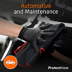 Protectmate 5 Mil Black Nitrile Gloves for Food Prep - Textured Food Prep Gloves - Food Handling Gloves Disposable Latex Free Gloves for Cooking, Catering, Food Service - Medium (Box of 100)