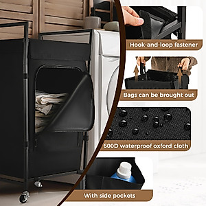 Laundry Hamper with Universal Wheels, Uclet 165L Rolling Laundry Basket with Lid and Inner Bag, Large Clothes Hamper 35 Inch Height Tall Hamper for Laundry Room, Bedroom, Bathroom, Dorm, Black