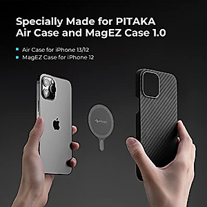PITAKA Universal MagSafe Ring for MagSafe Accessories and Wireless Chargers, Compatible with [Air Case] for iPhone 13/12 Series and [MagEZ Case] for iPhone 12 Series Black