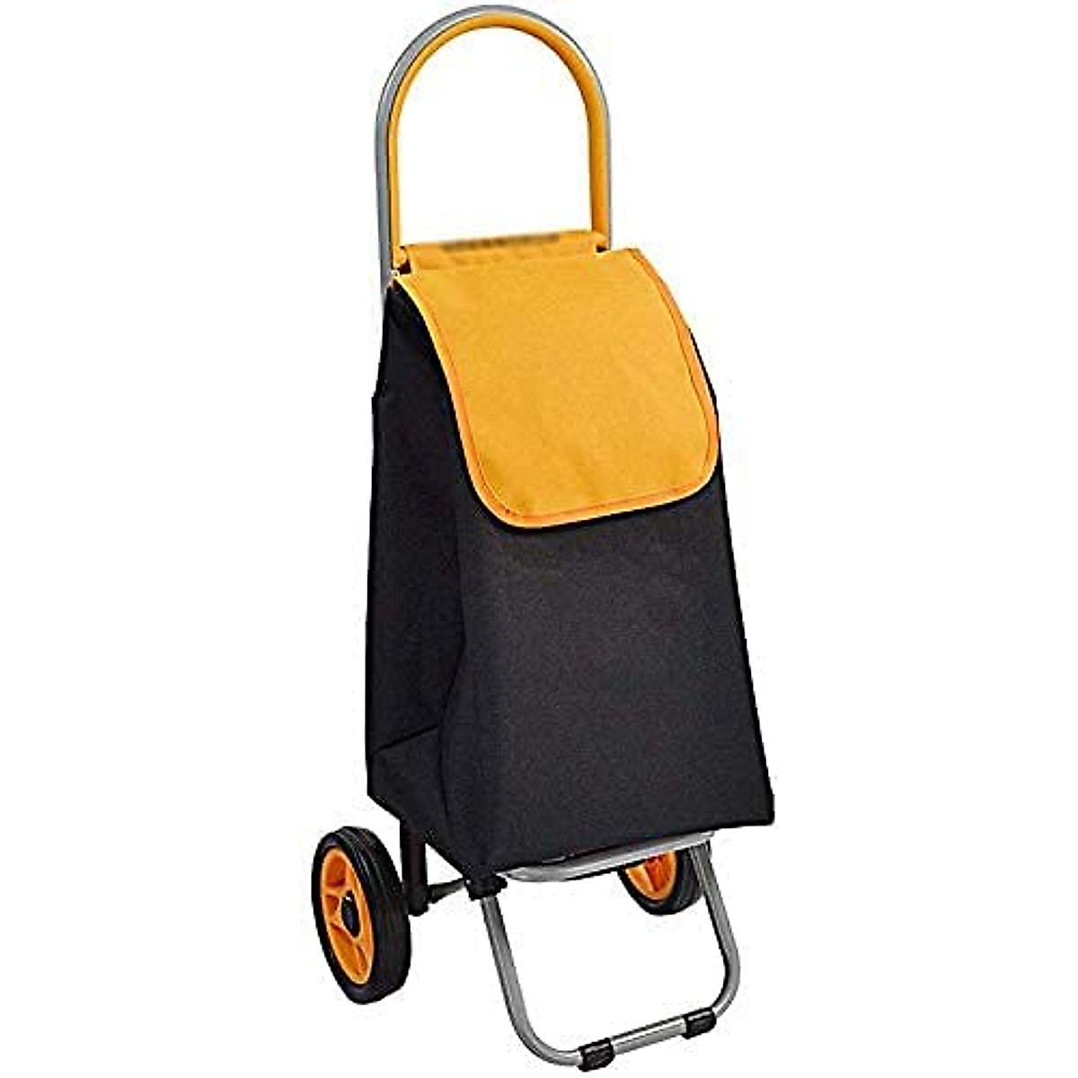 Shopping Trolley on Wheels Multi Function Shopping Cart Lightweight and Portable Folding Steel Tube Trolley Rose Back Zipper Bag Storage Hand Trucks,Yellow,32 * 31 * 90Cm ,Shopp