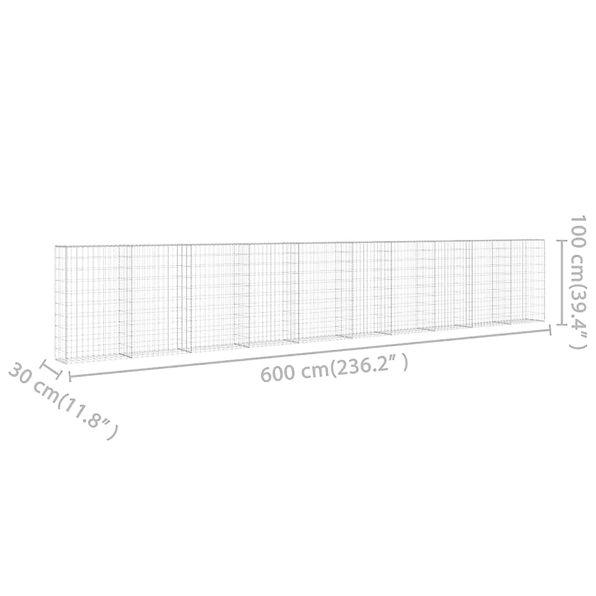 Gabion Wall with Covers,Garden Fence Border,Portable Fence,Privacy Fence,Fencing for Yard,Private Fence,Garden Fence for Dogs,for Patio,Backyard,Outdoor Pool,Porch,Galvanized Steel 236"x11.8"x39.4"