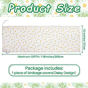 Large Bird Cage Cover Bird Cage Seed Catcher Bird Cage Liner Net Bird Cage Skirt Guard Birdcage ,Adjustable Nylon Mesh Net for Parrot Parakeet Macaw Round Square Cage Daisy Design (White,X-Large)