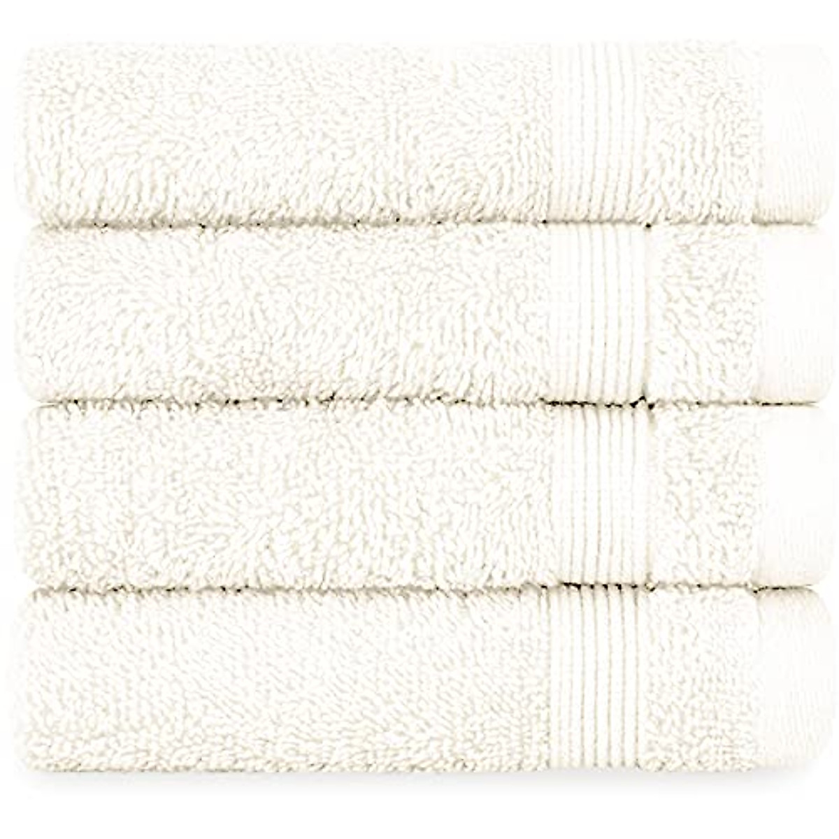 Adobella 4 Luxury Washcloths, 100% Cotton, Super Soft, Absorbent and Quick Drying, Baby and Body Wash Clothes, 13 x 13 inches, Small Fingertip Face Towel for Bathroom, Ivory Cream (Pack of 4)
