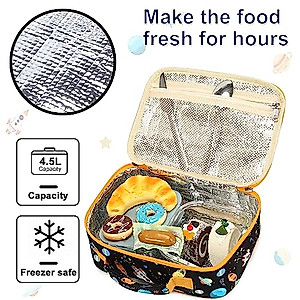 Kids Lunch Box Boys Girls Insulated Lunch Cooler Bag Reusable Lunch Tote Kit for School Travel (Rocket Planet)