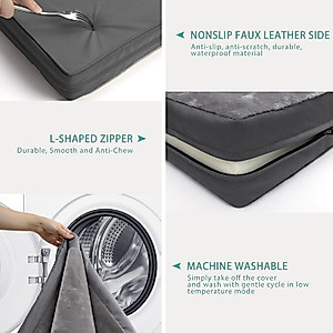 Waterproof Small Dog Bed Crate Pad 24 inch, Washable Puppy Bed Orthopedic with Removable Cover Reversible, Foam Dogs Bed, Cat Bed Kennel Pad 23" x17, Anti-Slip Bottom, Gray