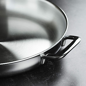 Demeyere 5-Plus 12.5" Fry Pan Skillet with Glass Lid - 5-Ply Stainless Steel, Made in Belgium