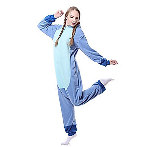 FZChenrry Onesie Pajamas for Women Adult Onepiece Unicorn Christmas Costume Halloween Animal Unisex Cosplay Cartoon Stitch (US, Alpha, X-Large, Regular, Regular, Blue)