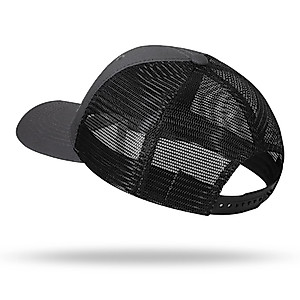 SIBOSHA American Flag Trucker Hat - Baseball Cap for Men & Women, Breathable Mesh, Adjustable Snapback Closure Dark Gray/Black