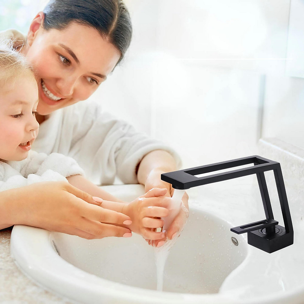 Modern Black Bathroom Sink Faucet: Single Hole Bathroom Faucet Matte Black - Unique Contemporary Vanity Faucets SHUNLI