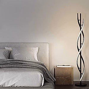 JUTIFAN LED Spiral Floor Lamps for Living Room with Remote, 35W Dimmable Standing Lamp for Living Room, 54" LED Modern Spiral Floor Lamp, 3 Adjustable Color Corner Modern Reading lamp for Bedroom