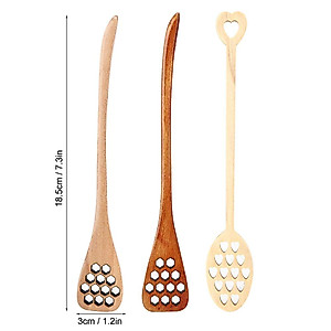 3Pcs Bionic Wood Honey Dipper 7" Mixing Spoon Sets with Long Handle Reusable Drinks Stirring Rod for Coffee Milk and Tea