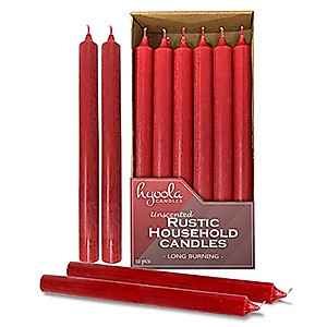 Hyoola 10 Inch Dinner Candles - 12 Pack - Red Tall Candles - Unscented Rustic Candles - Long Burning Candle Sticks