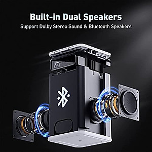 Missyee 150 ANSI Smart Portable DLP Movie Projector, Pocket Outdoor Projector for Phone 1080P HD Support Wireless Video Travel Short and Throw -Built-in 5200mAh Battery -iOS/Android/HDMI/USB